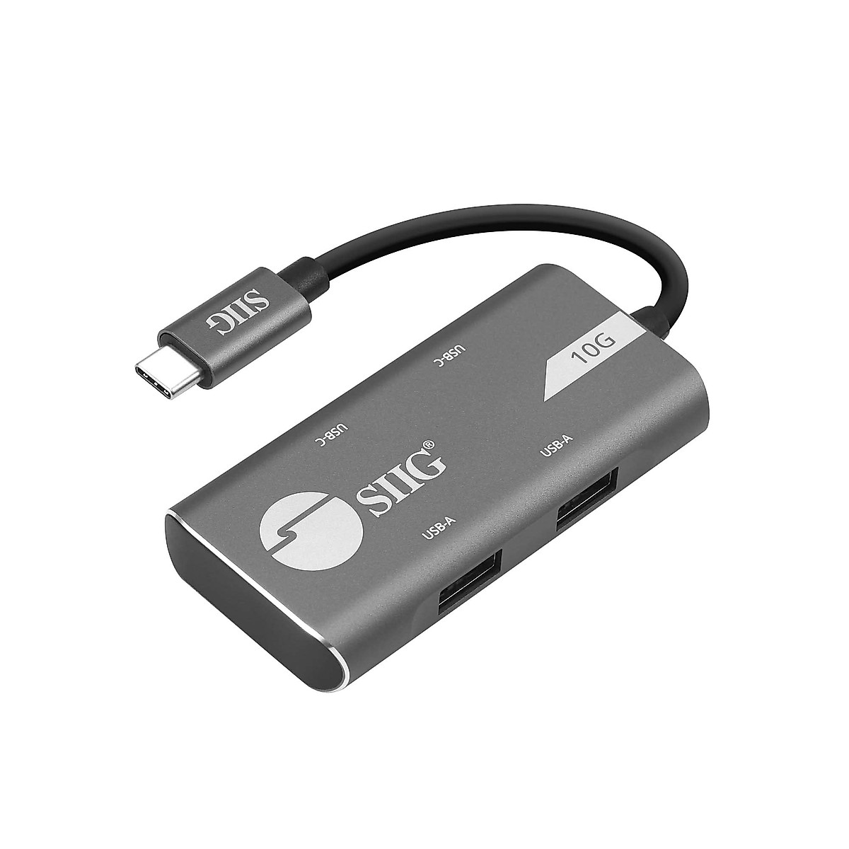 SIIG USB C Hub, 2X USB-C, 2X USB 3.1 with 10Gbps Data Transfer, Plug-n-Play for MacBook, PC, Laptop, Windows/MacOS (JU-H40G11-S1)