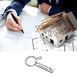 FEELMEM New Home Keychain My First Home Dreams Begin Here Keychain First Home Gift Realtor Gift Key Chain Housewarming Gift for New Home Owner (silver)