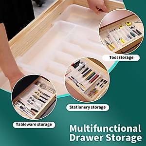 LWANWI Silverware Drawer Organizer, Expandable Utensil Tray for Kitchen, Kitchen drawer cutlery organizer,With Removable Dividers Cutlery Drawer Organizer for Spoons,Forks, Knives