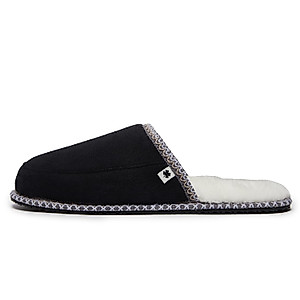 Lucky Brand Memory Foam Rubber Sole Scuff Bedroom Slipper, Comfy Men's Slippers, Indoor/Outdoor Mens House Slippers, Black/L