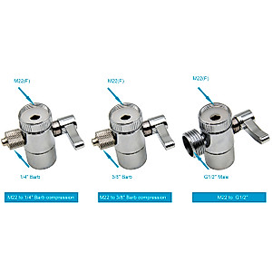 IEUYO Brass Faucet Diverter Valve with Aerator for Kitchen/Bathroom/Shower - 1/4" OD Barb Compression Fitting with Adapters