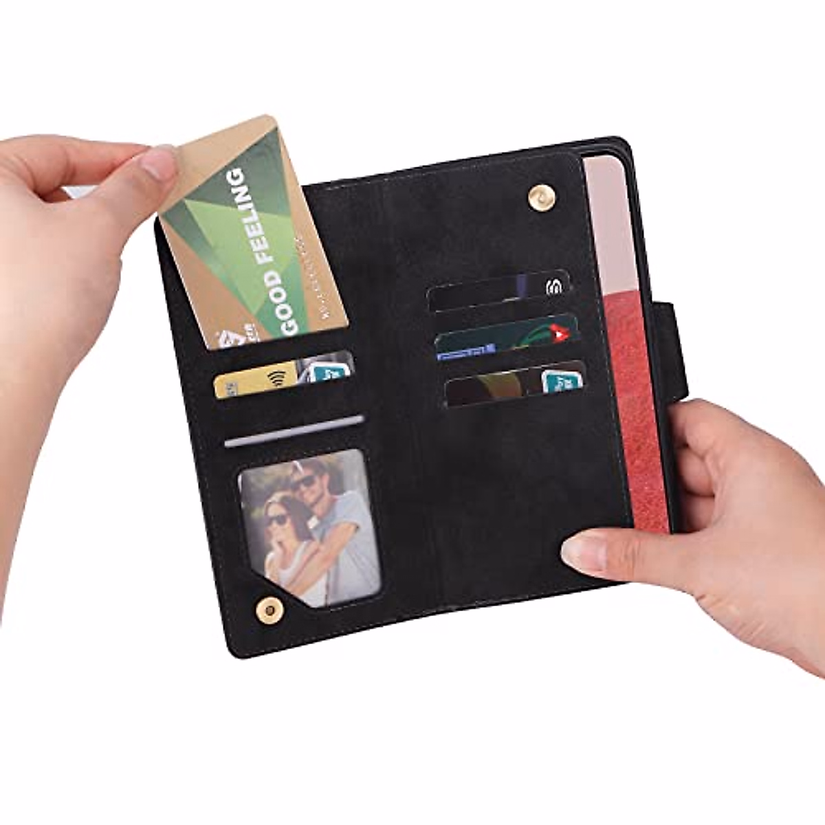 YWKJ Compatible with Samsung Galaxy A14 5G Case Wallet with RFID Blocking Card Slot Flip Leather Zipper with Strap Protective Phone Case for Samsung Galaxy A14 5G Wallet Case(Black-6.6 inch)