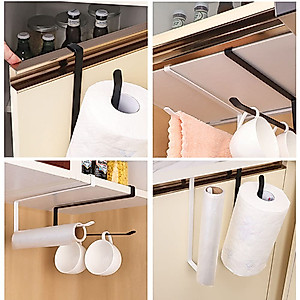 LINFIDITE 2 Pack Paper Towel Holder Hanger Kitchen Paper Towel Racks Under Cabinet Sliding Wall Mount Paper Rolls Rack No Drilling Durable Paper Holder for Kitchen Pantry Bathroom Toilet, Black