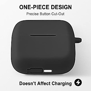 Geiomoo Silicone Case Compatible with Skullcandy Mod, Protective Cover with Carabiner (Black)