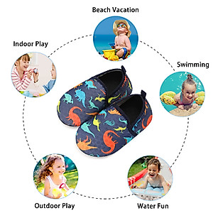 Lefflow Toddler Slippers Socks Boy Beach Swimming Aqua Sandals Shoes Toddler House Slippers Socks for Boy Girl Quick Dry Water Shoes Dinosaur Blue Size 7-8