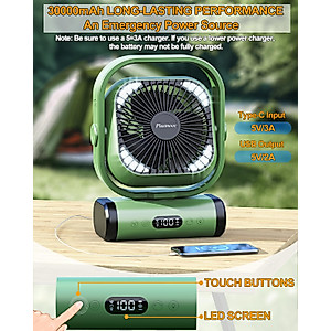 30000mAh Portable Fan Rechargeable with Remote & Oscillating,Battery Operated Fans with Lantern & Timers,Rechargeable Fan for Bedroom,Dorm,Bedside,Small Cordless Fan for Camping,Outdoor,Power Outages