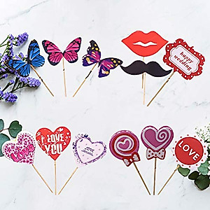 Amosfun Birthday Cake Toppers Double- Sided Printing Cake Picks Romantic Cake Decor Paper Creative Cake Toppers Cake Decorative Plug Flag for Party Cake Decortion