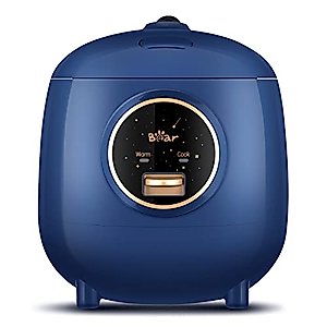 Bear Mini Rice Cooker 2 Cups Uncooked, 1.2L Portable Non-Stick Small Travel Rice Cooker, One Button to Cook and Keep Warm Function, Blue