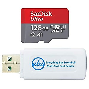 SanDisk Memory Card 128GB Ultra MicroSD Works with Samsung A71, A01, A11 Cell Phone (SDSQUA4-128G-GN6MN) Bundle with (1) Everything But Stromboli MicroSDXC & SD Card Reader