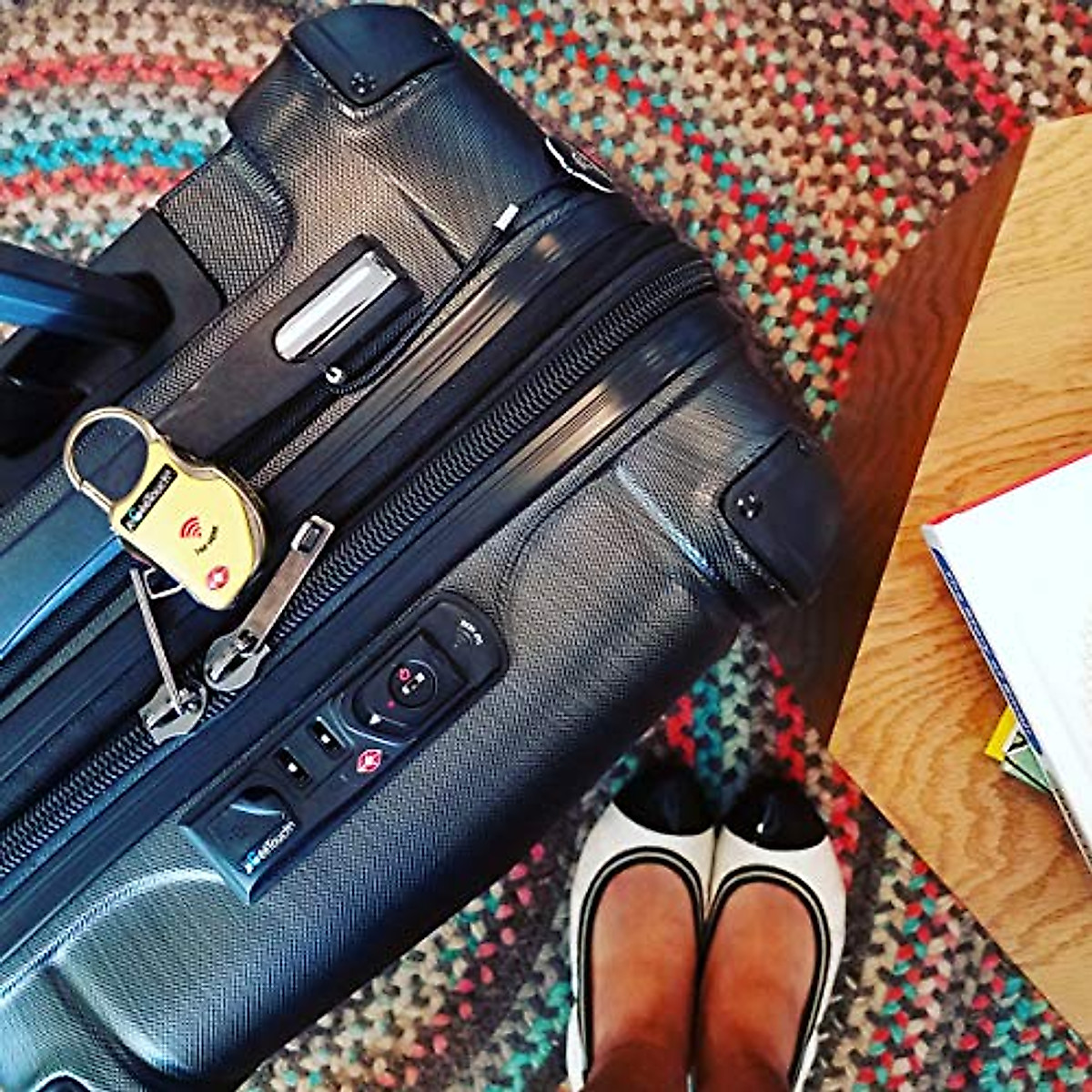 eGeeTouch Smart Travel Padlock with Patented Dual Access Technologies (NFC + BT), Vicinity Tracking, etc. (YELLOW)