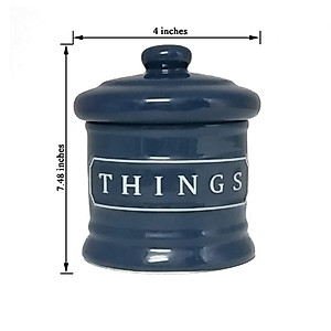 Lonovel Bathroom Vanity Storage Organizer Canister Jars for Cotton Balls,Swabs,Bath Salts,Makeup Sponge,Cosmetic Pad,Qtip Ceramic Bathroom Accessories Canisters Holder with Lid Home Decor,Cobalt Blue