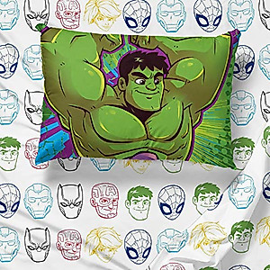 Jay Franco Marvel Super Hero Adventures Hulk Out 4 Piece Toddler Bed Set – Super Soft Microfiber Bed Set Includes Toddler Size Comforter & Sheet Set (Official Marvel Product)