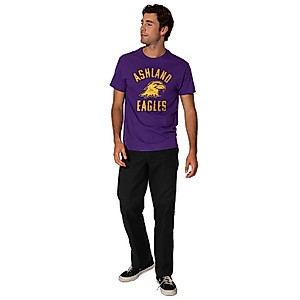 Ashland University Official Large One Color Logo Short Sleeve Mens Cotton T-Shirt,Purple, 2X-Large