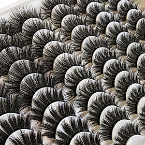 Gmagictobo False Eyelashes Fluffy 30 Pairs Pack Faux Mink Lashes 20MM Long Dramatic 6 Styles Mixed 5D Medium Volume Thick Fake Eyelashes Soft Crossed Makeup Eye Lashes