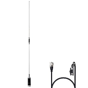 UAYESOK Dual Band NMO Antenna SDN5B 37.5inch, 100W Wide Band Mobile Antenna VHF/UHF Loading Coil Stainless Steel Whip W/TCJ-N2 NMO Trunk Lip Mount