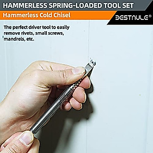 BESTNULE 4-Piece Nail Setter Dual Head Nail Set & Dual Head Center Punch & Hammerless Cold Chisel & Hinge Pin Remover Punch Set, Nail Setter Features 1/8-in, 3/32-in, 3/16-in, 1/16-in, 5/16-in, 1/8-in