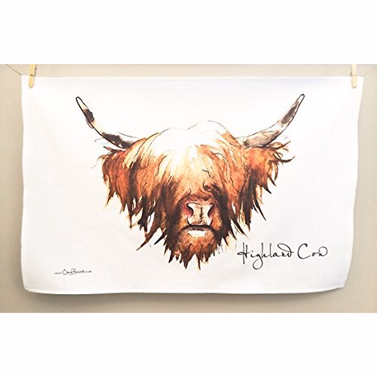 Clare Baird Creations Tea Towel in a Highland Cow Design