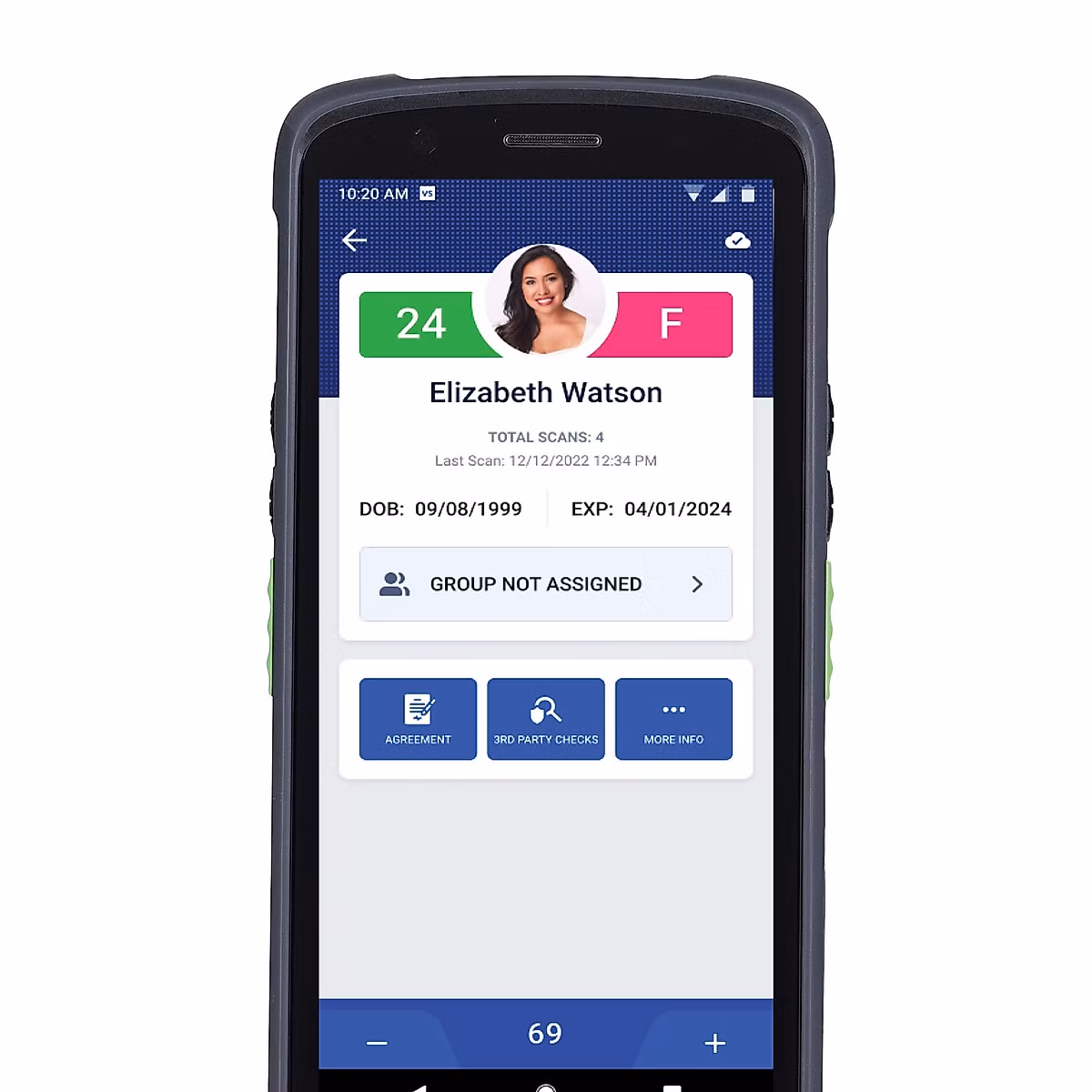 IDWare 9000 ID Passport Scanner – Touchless Handheld Scanning Solution with VeriScan Basic Software for Age Verification & Visitor Management – Free Charging Cradle, Screen Protector & Wrist Strap