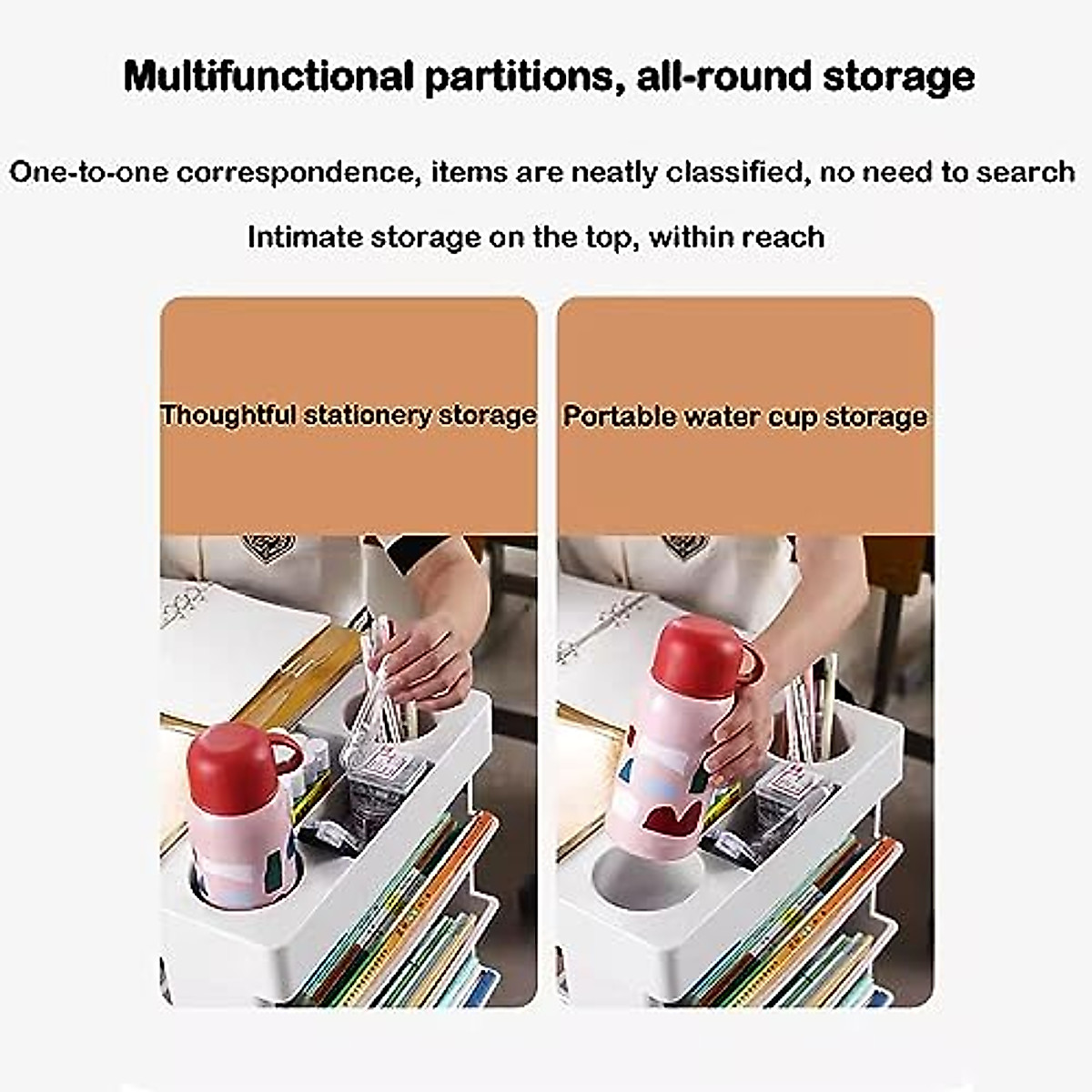 Removable Bookshelf with Wheels, Multi-Functional Large-Capacity Organization Rack, Compact Rotatable and Detachable Rolling Book Cart, Space-Saving Shelf.