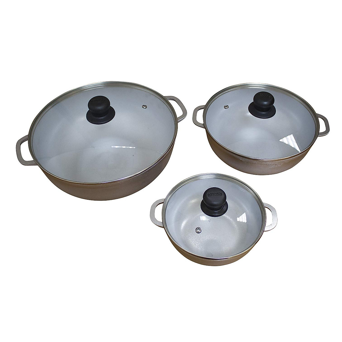 IMUSA USA Traditional Colombian Natural Caldero Glass Lid & Steam Vent 3-Piece (1.4/3.4/6.6) Quart, Silver (Dutch Oven Set) & GAU-80503 2.6Qt Traditional Colombian Caldero (Dutch Oven), Silver