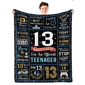 Turelos 13 Year Old Boy Gifts, 13th Birthday Gifts for Boys Blanket, Coolest Gifts for 13 Year Old Boy, 13 Year Old Boy Birthday Gift Ideas, Birthday Gifts for 13 Year Old Boys Throw Blanket 60x50in