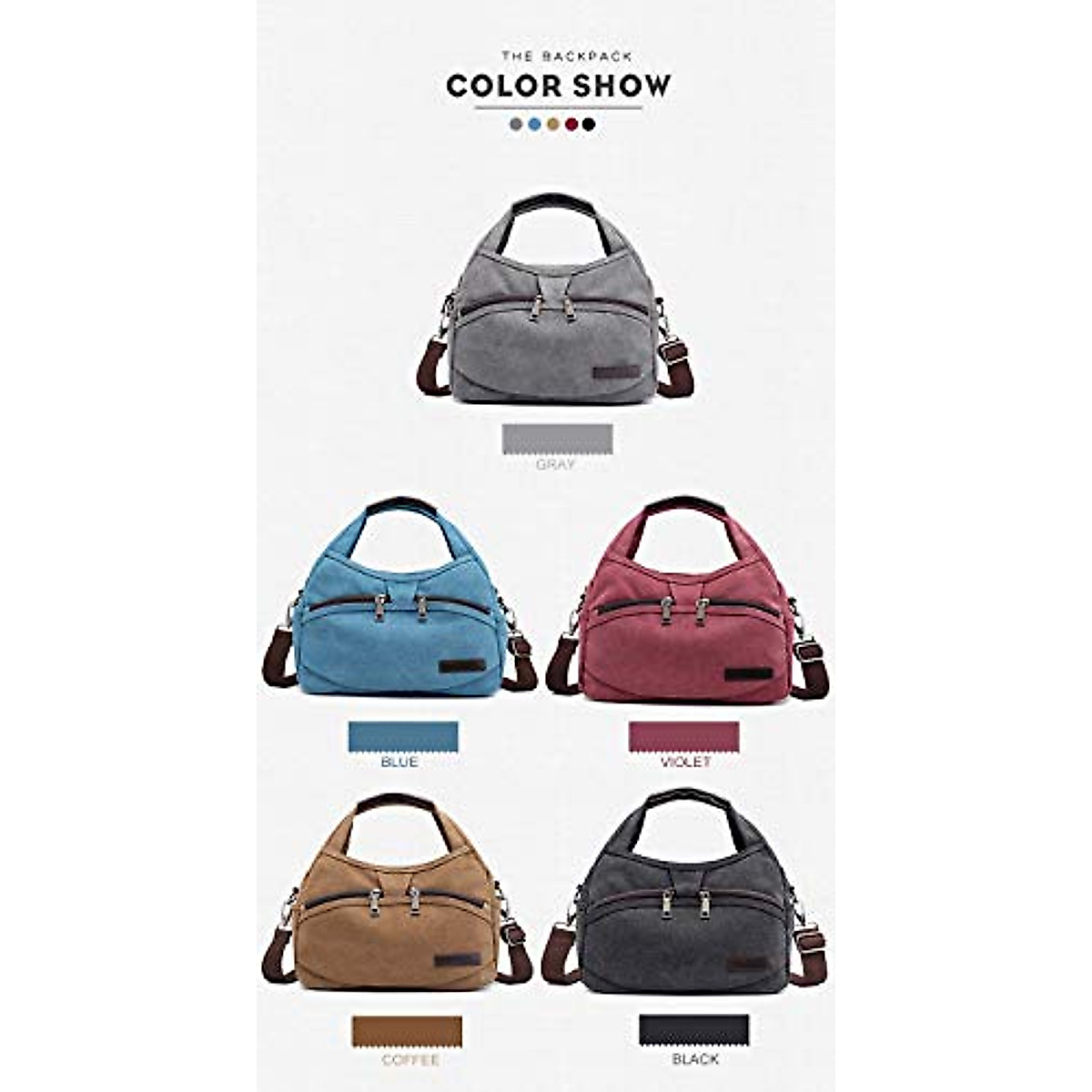 Hobo Bag Canvas Handbag Canvas Purse Canvas Tote for Women, Satchel purses for women Top Handle Tote Shoulder Purse, Crossbody Bag Tote Bag Anti-theft Hobo Tote[Black]