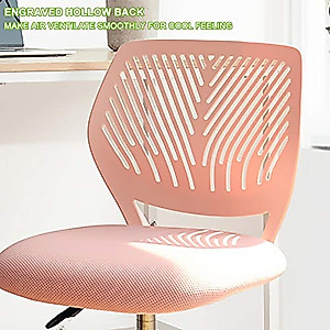 Geniqua Children Task Chair Lumbar Mid Back Adjustable Height Study Computer Chair with Mesh Seat Casters for Home Office, School, Rose Pink