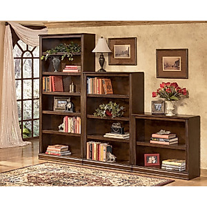 Signature Design by Ashley Hamlyn Traditional 53" Bookcase with 3 Adjustable Shelves, Brown