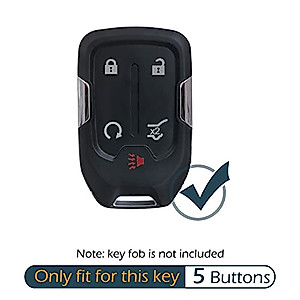 2Pcs Silicone 5 Buttons Key Fob Cover Remote Case Keyless Protector Compatible with Chevrolet Chevy Silverado Suburban Tahoe GMC Acadia Sierra Terrain Yukon HYQ1AA 13584502 1551A-AA (Black & Hot Pink)