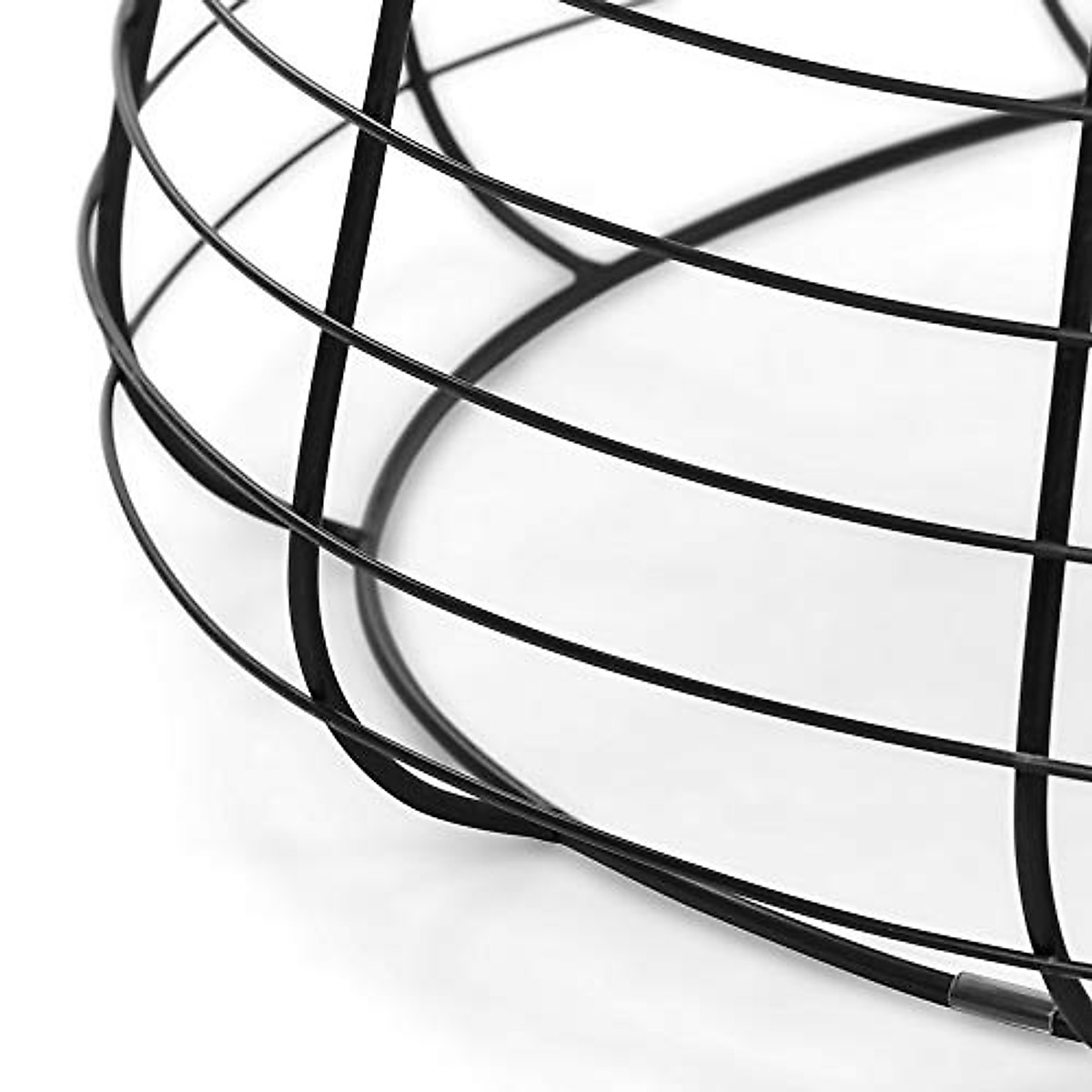 ClickDecor Lydia Matte Black Wireframe Coffee Table, Modern Farmhouse Round Living Room Accent Furniture Distressed Wood Finish Tabletop, Fully Assembled, Brown 23.6D x 23.6W x 19.7H in