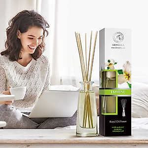 Jasmine Reed Diffuser 3.4 Fl Oz (100ml) - Home Fragrance - Air Freshener - Scented Diffuser - Gift - Spa - Home - Office - Boutique - Floral & Long Lasting Aroma - Aromatherapy
