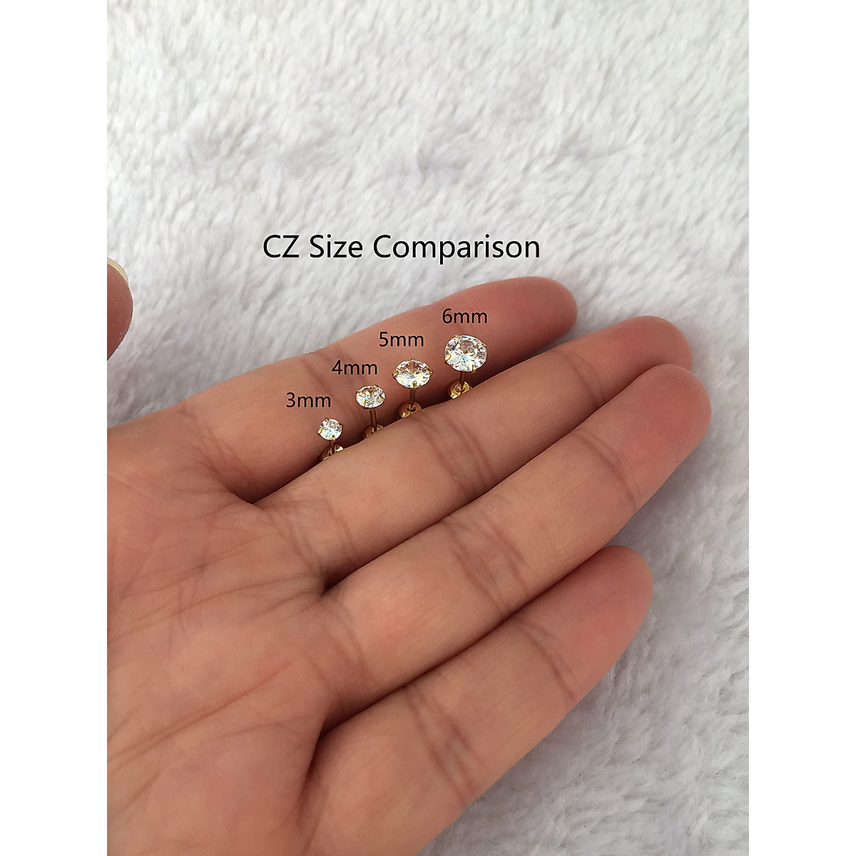 Minimalist Flat Screw Back Stud Earrings for Women,Safety Screw on Flatback CZ Earrings for Cartilage Helix Piercing Hypoallergenic (3mm CZ, Gold)