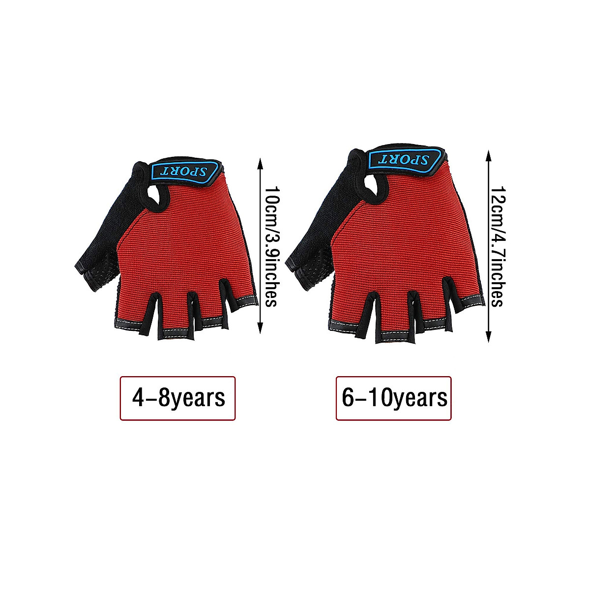 3 Pairs Kids Bike Gloves Half Finger Gloves MTB Road Sport Gloves Anti-Slip Gel Gloves for Children Cycling Biking Breathable Gloves (,Black, Army Green, Red?4-8 Years)