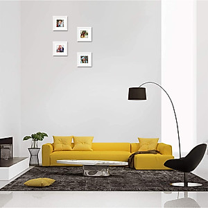 Golden State Art, 6x6 White Photo Frame-Display Photos 4x4 with White Mat or 6x6 without Mat - Solid Wood, Real Glass, Set of 4 (Wall Display)