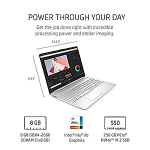 HP 15 Laptop, 11th Gen Intel Core i5-1135G7 Processor, 8 GB RAM, 256 GB SSD Storage, 15.6 Full HD IPS Display, Windows 10 Home, HP Fast Charge, Lightweight Design (15-dy2021nr, 2020) (Renewed)