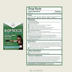 Biofreeze XL Patches Menthol Pain Relieving Patches (4/Box) 2 Sizes Up To 8 Hours Of Long Lasting Pain Relief Of Sore Muscles, Arthritis, Simple Backaches, And Joint Pain (Packaging May Vary)
