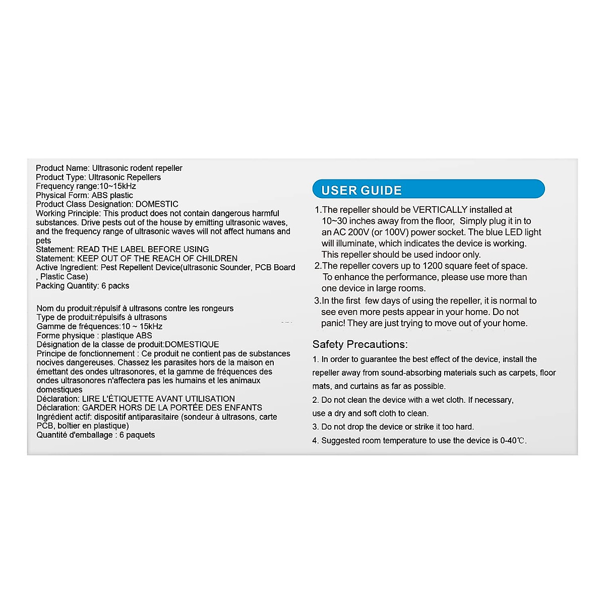 Ten KiKi Ultrasonic Pest Repeller Plug-in Ultrasonic Repellent for Mice, Mouse, Mosquito, Insect, Spider, Bug, Ant, Cockroach, Rodents & Rats Indoor Use Repeller 6 Packs, White