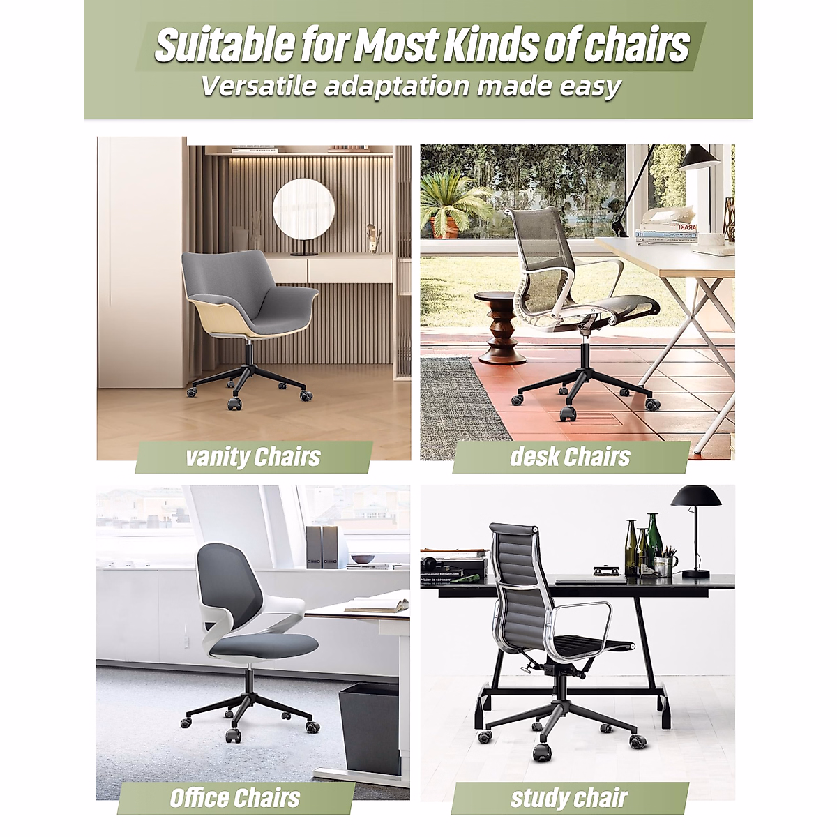 Sytopia 24''(60cm) Office Chair Base Replacement, Heavy Duty Chair Replacement Parts(2400Lbs), Desk Chair Reinforced Metal Leg, Universal Caster and Gas Cylinder Size, Matte Black