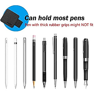 ProCase (5 Pack) Pen Loop Holder for Notebooks Journals Planners Tablet Case, Self Adhesive Leather Pencil Holder with Elastic Loop for Pens, Apple Pencil, Stylus Pen -Black