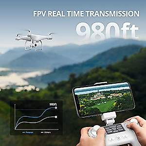 Potensic T25 Drone with 2K Camera for Adults, RC FPV GPS Drone with WiFi Live Video, Auto Return Home, Altitude Hold, Follow Me, Custom Flight Path, 2 Drone Batteries and Carrying Case
