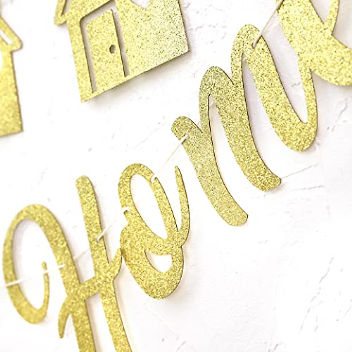 Home Sweet Home Banner - Glitter Gold Housewarming Party Decorations Baner，welcome Home Sign，welcome Home Sign Bunting for Party Decor Family Gathering Photo Booth Props，garland Bunting Script Lettering Decoration Military Missionary Welcome Home Homec