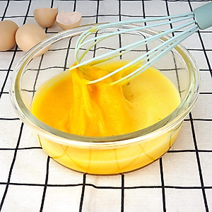 GorGin high temperature and easy to clean silicone whisk, stirrer, 10 inch, grip good grip design for Blending Whisking Beating Stirring Cooking Baking (1 Pack | blue)