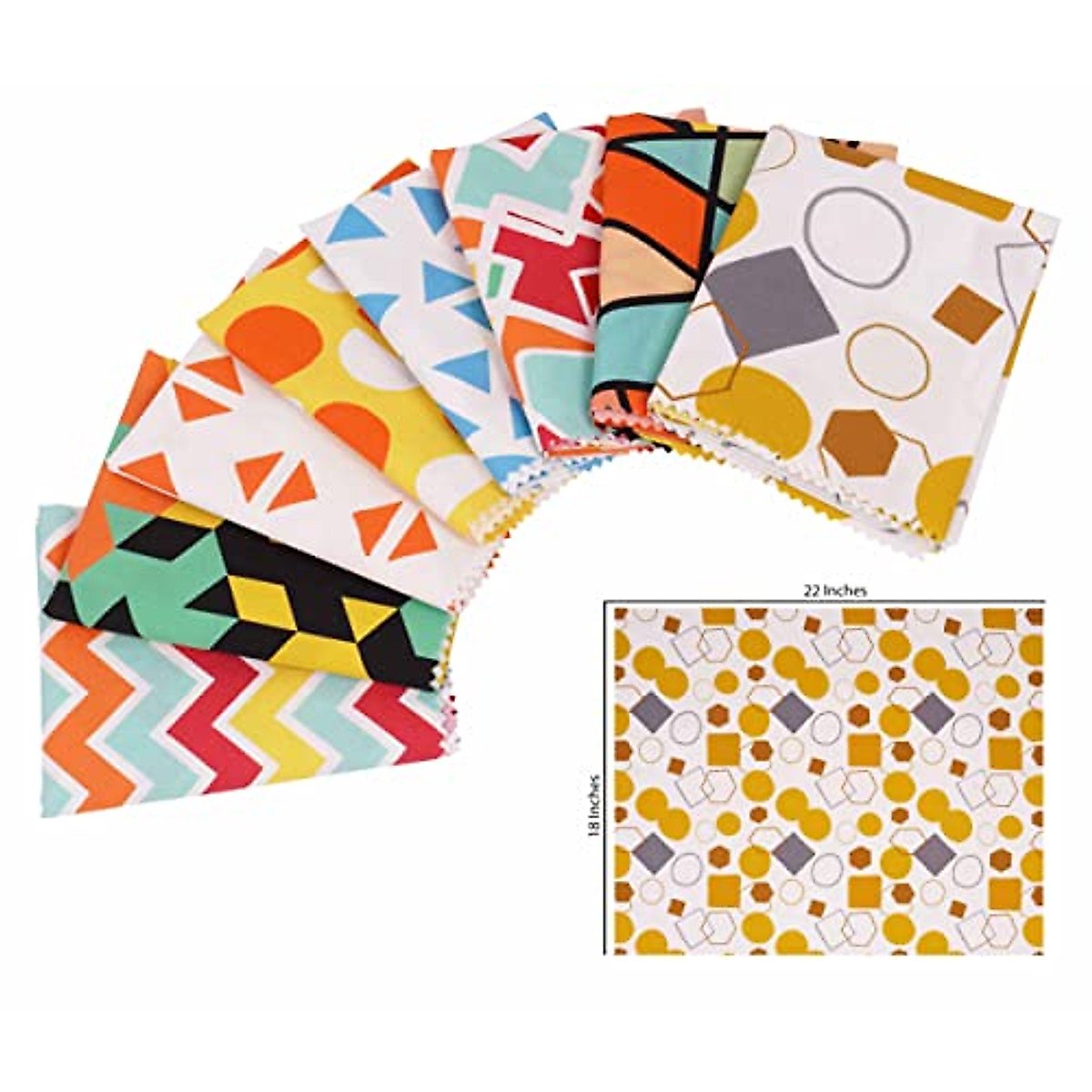 Soimoi 8 Pc Fat Quarter Bundle, Geometric Abstarct Collection Print 18"x 22" DIY Patchwork- 100% Cotton Pre-Cut Quilting Fabric Multicolor