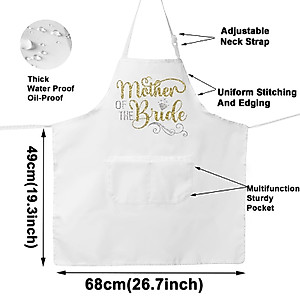 WZMPA Mother Of The Bride Wedding Party Apron Bridal Shower Gift Bride's Mother Adjustable Apron With Pocket (Mother Of Bride)