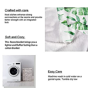 HommomH Tropical Palm Leaf Blanket 50" x 60" Green Giant Leaves Fleece Throw Blankets for Sofa or Bed