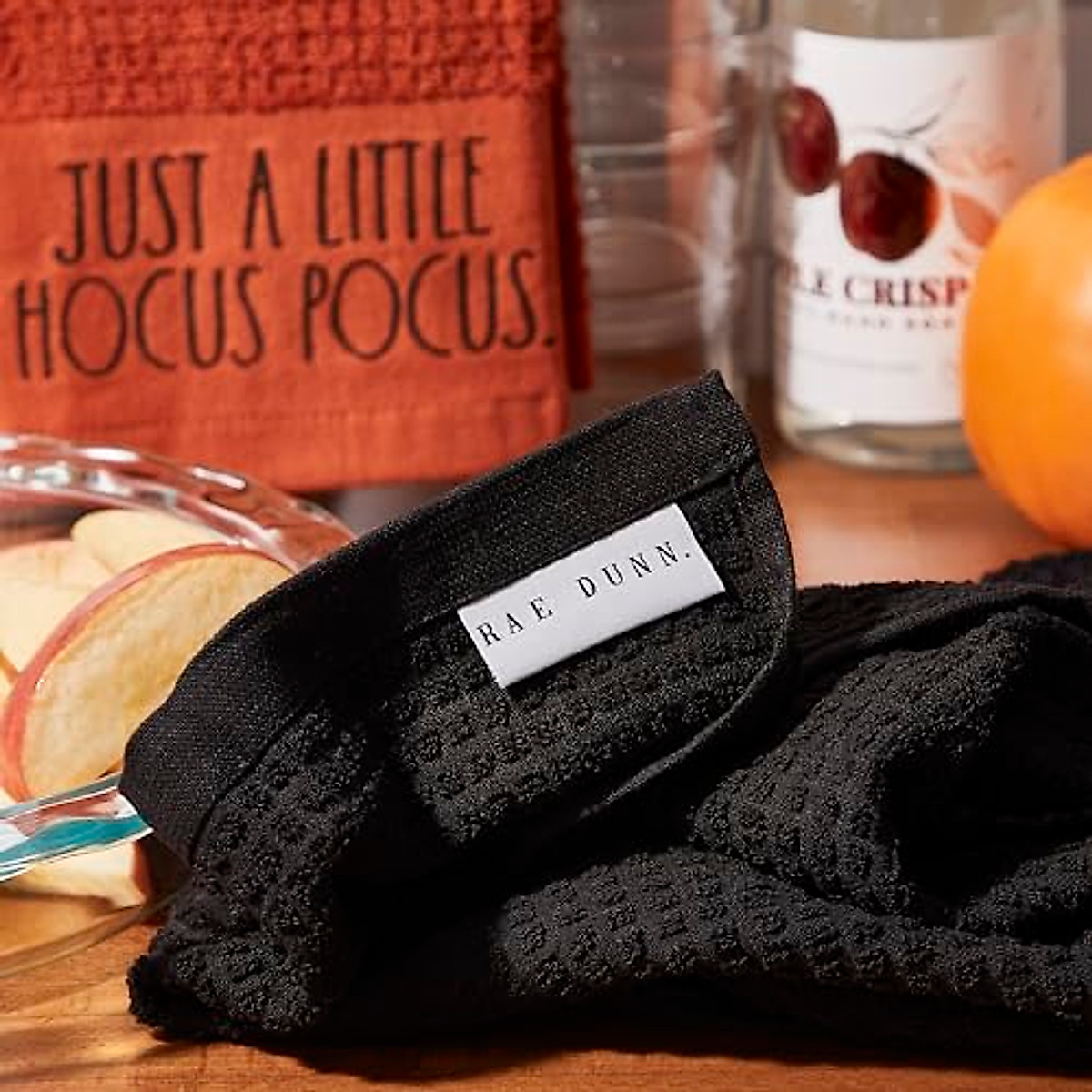 Rae Dunn Set of Hand Towels for Kitchen and Bathroom, 100% Cotton, Embroidered Dish Towels, Decorative Hand Towels, Believe in Magic, 3 Pack