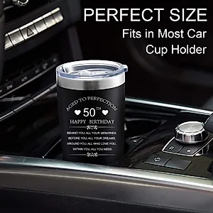 Calltoge Inspirational 1975 50th Birthday Gifts for Women Men 20oz Stainless Steel Black Travel Car Tumbler Mug Behind You All Your Memories Before You All Your Dreams 50 Years Old Present