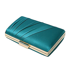 Mulian LilY Teal Pleated Satin Clutch Purse For Women Wedding Bridal Clutch Bag Prom Party Clutch M426