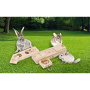 Misyue Guinea Pig Enrichment Foragingtoys, Hamsters Wooden Interactive Enrichment Toys, Treat Dispenser for Small Animal Funny Toys, for Bunny, Chinchillas, Hamsters, Rats and Gerbils（2pcs