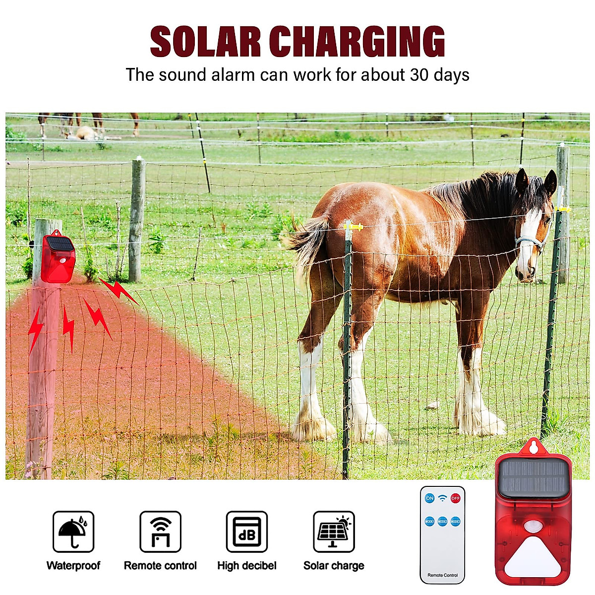 4 Pack Solar Alarm Motion Detector with Sound Light 129dB 6 LEDs Strobe Alarm Motion Sensor Outdoor Security Alarm Siren Waterproof Motion Activated Alarms for Farm, Barn, Villa, Home, Yard